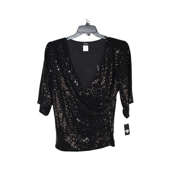 MSK | Tops | Msk Womens Classic Blouse Black Metallic Size Xlarge ...